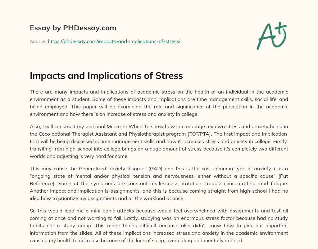 Impacts and Implications of Stress (300 Words) - PHDessay.com