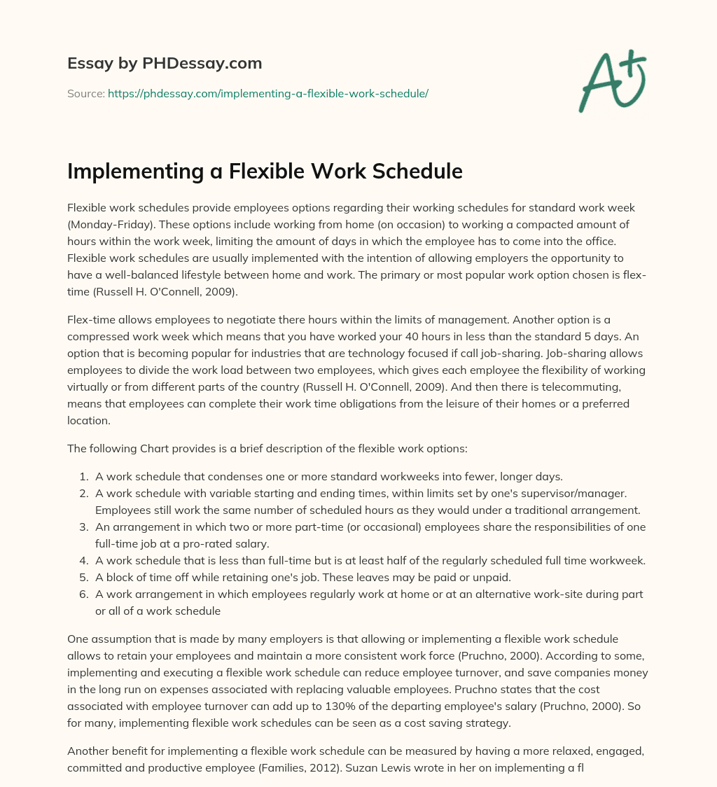 Implementing a Flexible Work Schedule - PHDessay.com