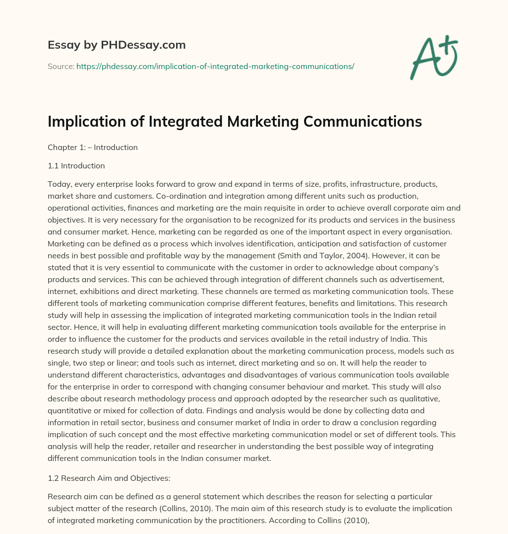 Implication of Integrated Marketing Communications - PHDessay.com