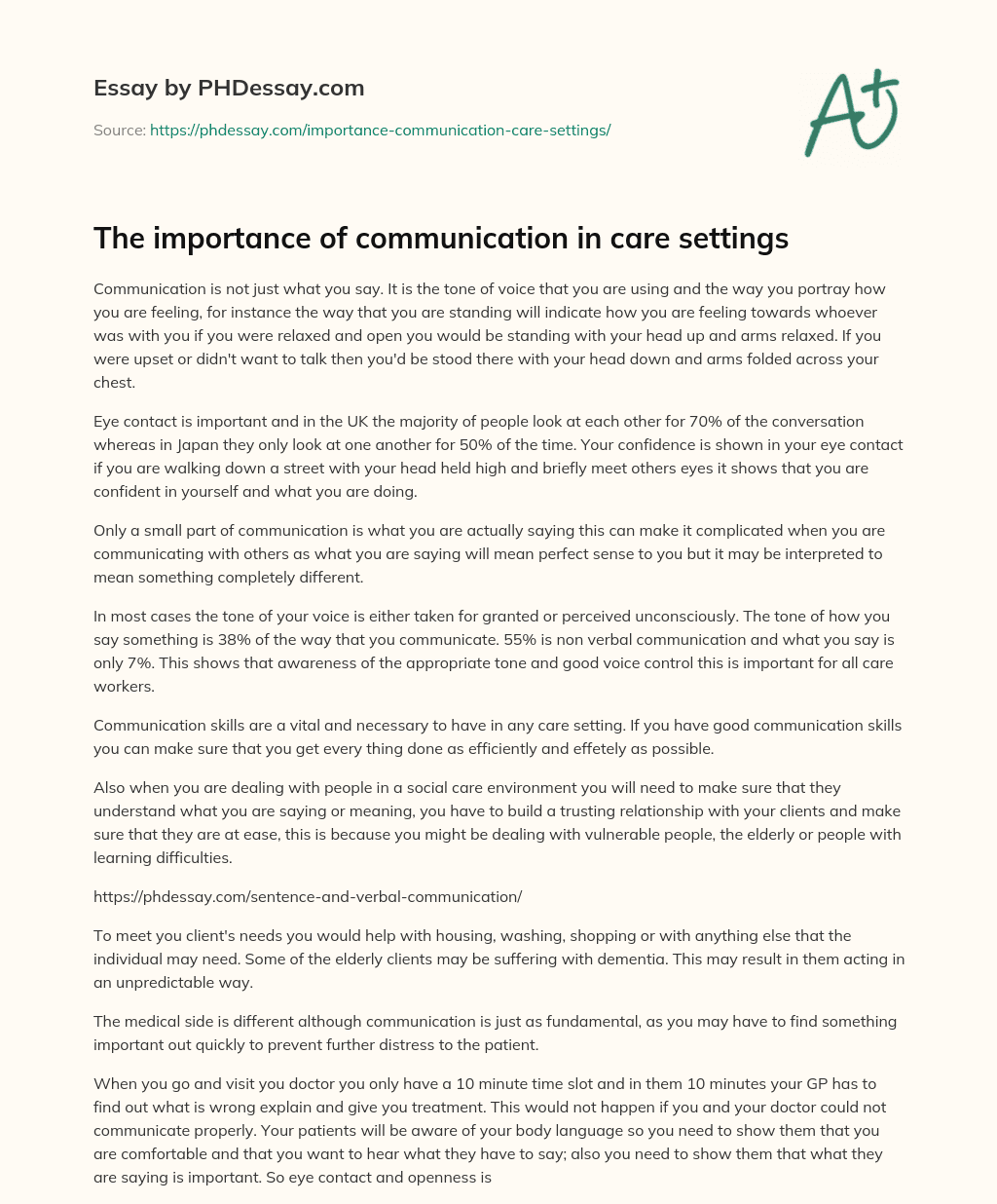 The importance of communication in care settings - PHDessay.com