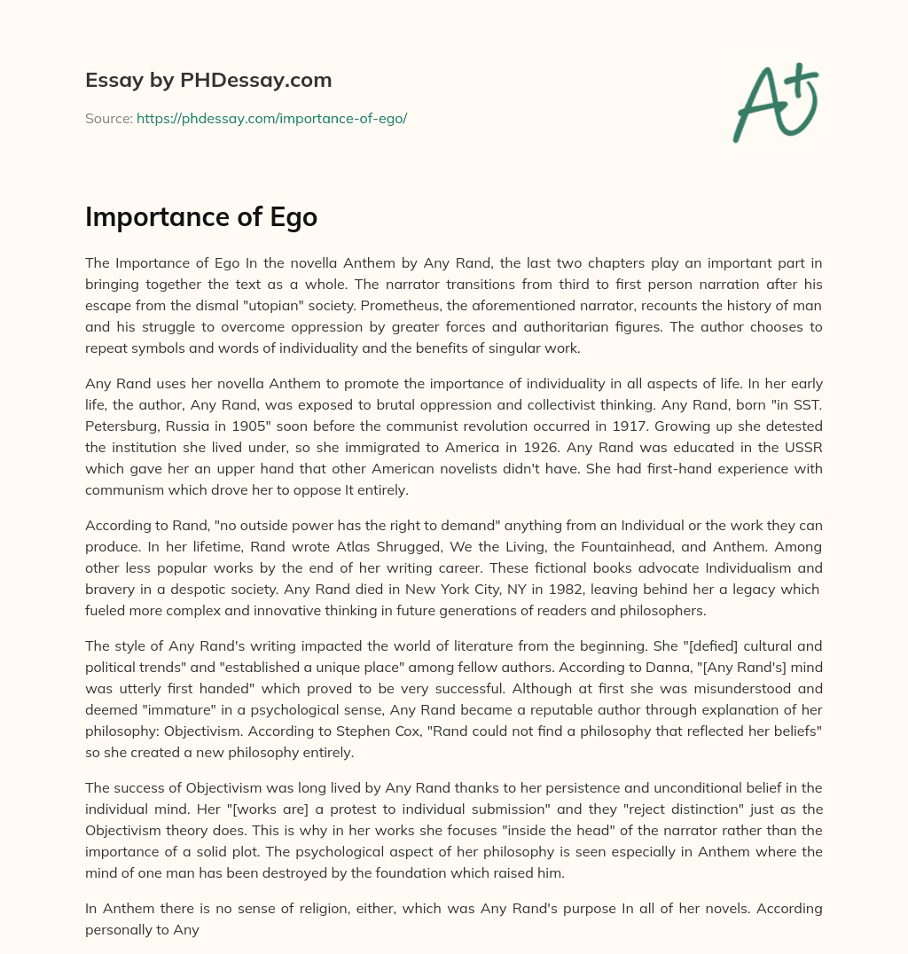 Importance of Ego - PHDessay.com