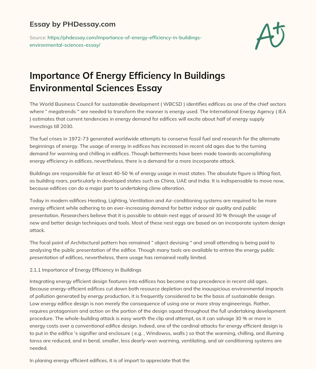 Importance Of Energy Efficiency In Buildings Environmental Sciences ...
