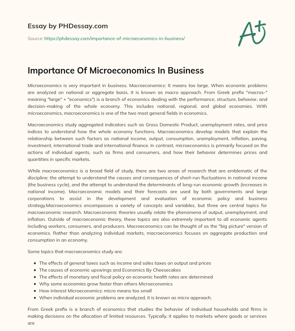 Importance Of Microeconomics In Business - PHDessay.com