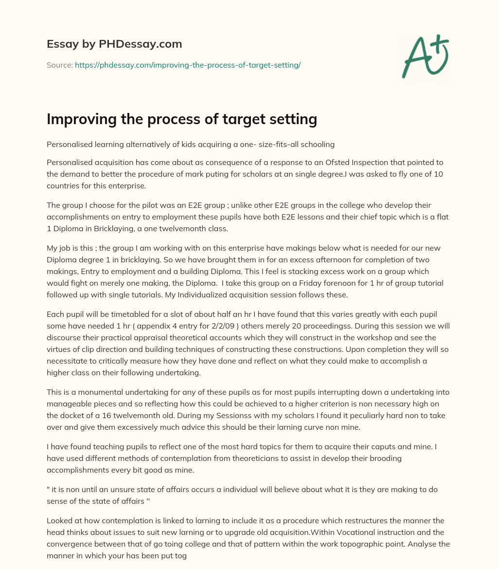 Improving the process of target setting - PHDessay.com