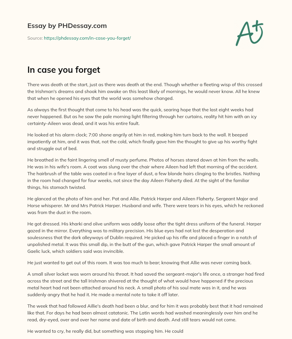 In case you forget - PHDessay.com