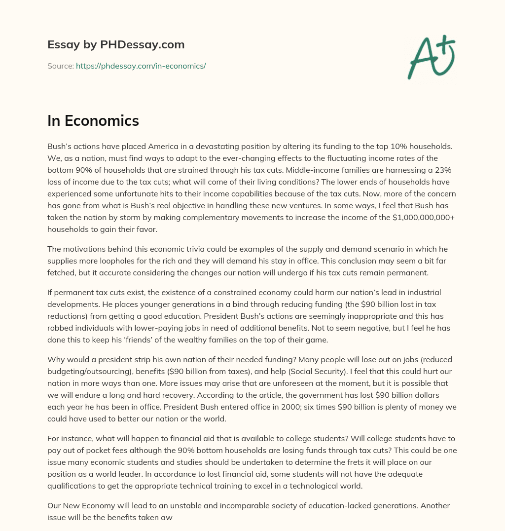 In Economics 600 Words PHDessay