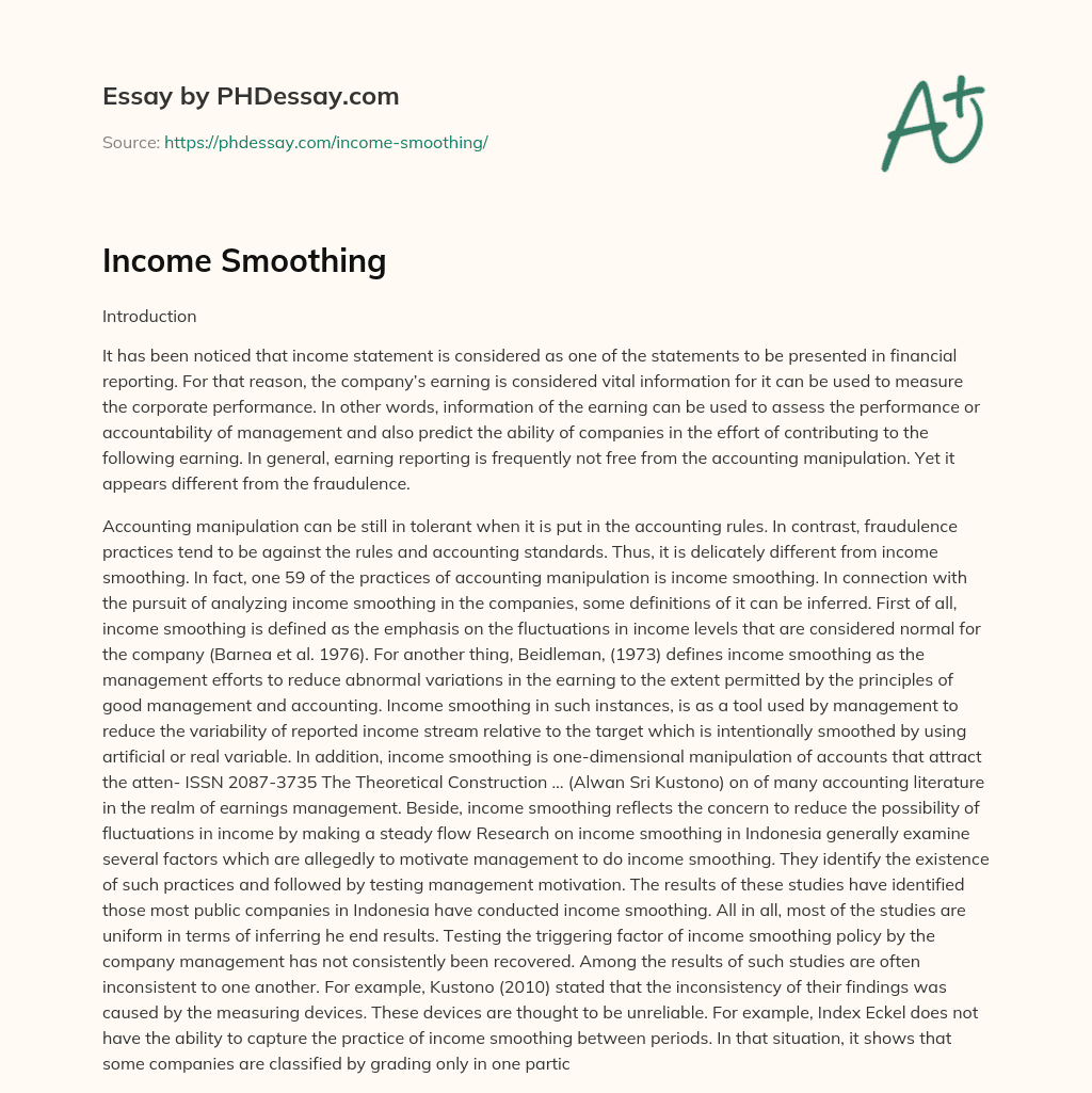 Income Smoothing Definition Example - PHDessay.com