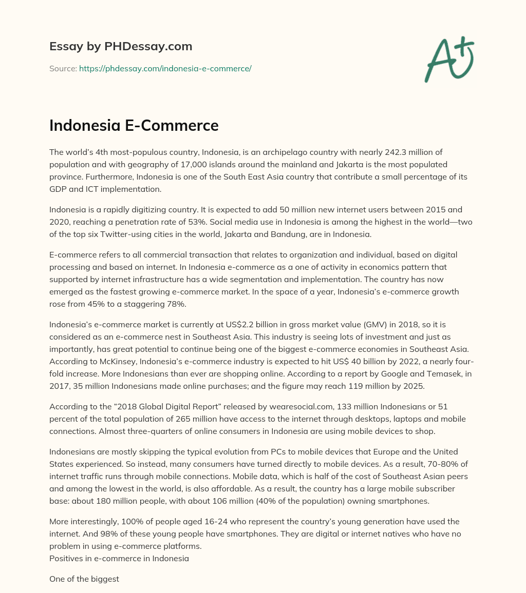 Indonesia E-Commerce - PHDessay.com