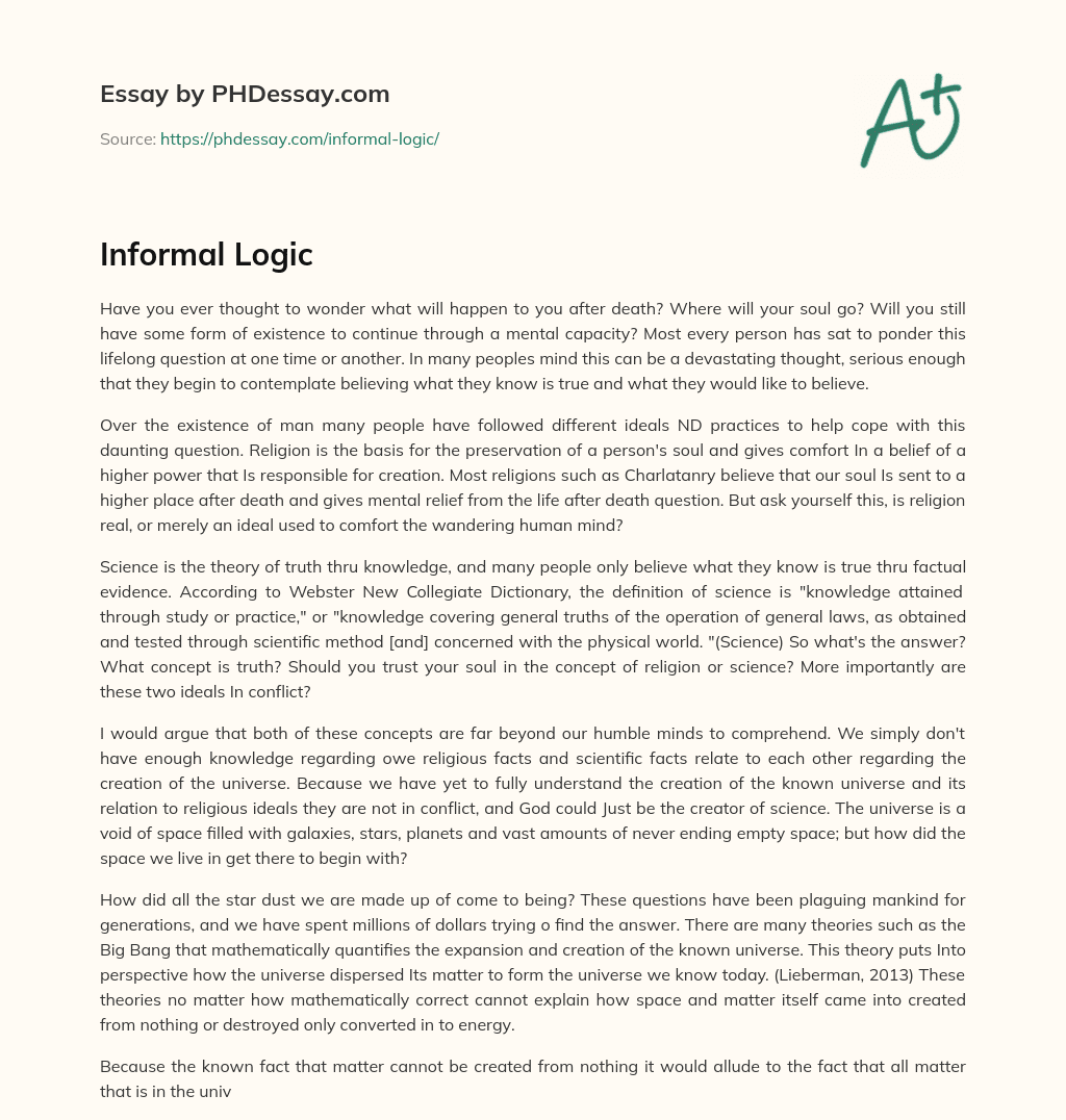 Informal Logic - PHDessay.com
