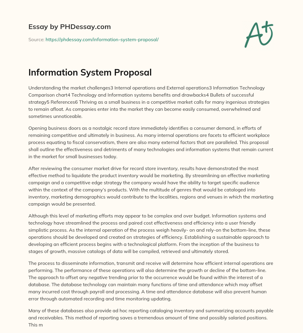 Information System Proposal - PHDessay.com