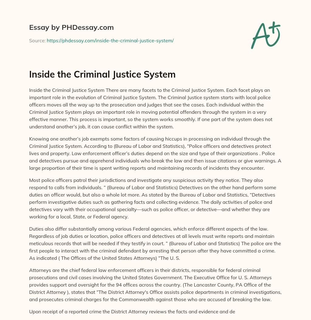 Inside the Criminal Justice System - PHDessay.com
