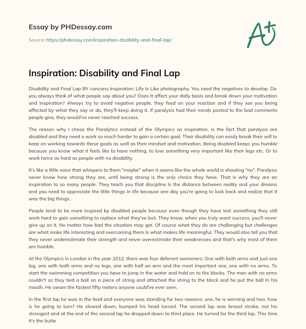 Inspiration: Disability and Final Lap - PHDessay.com