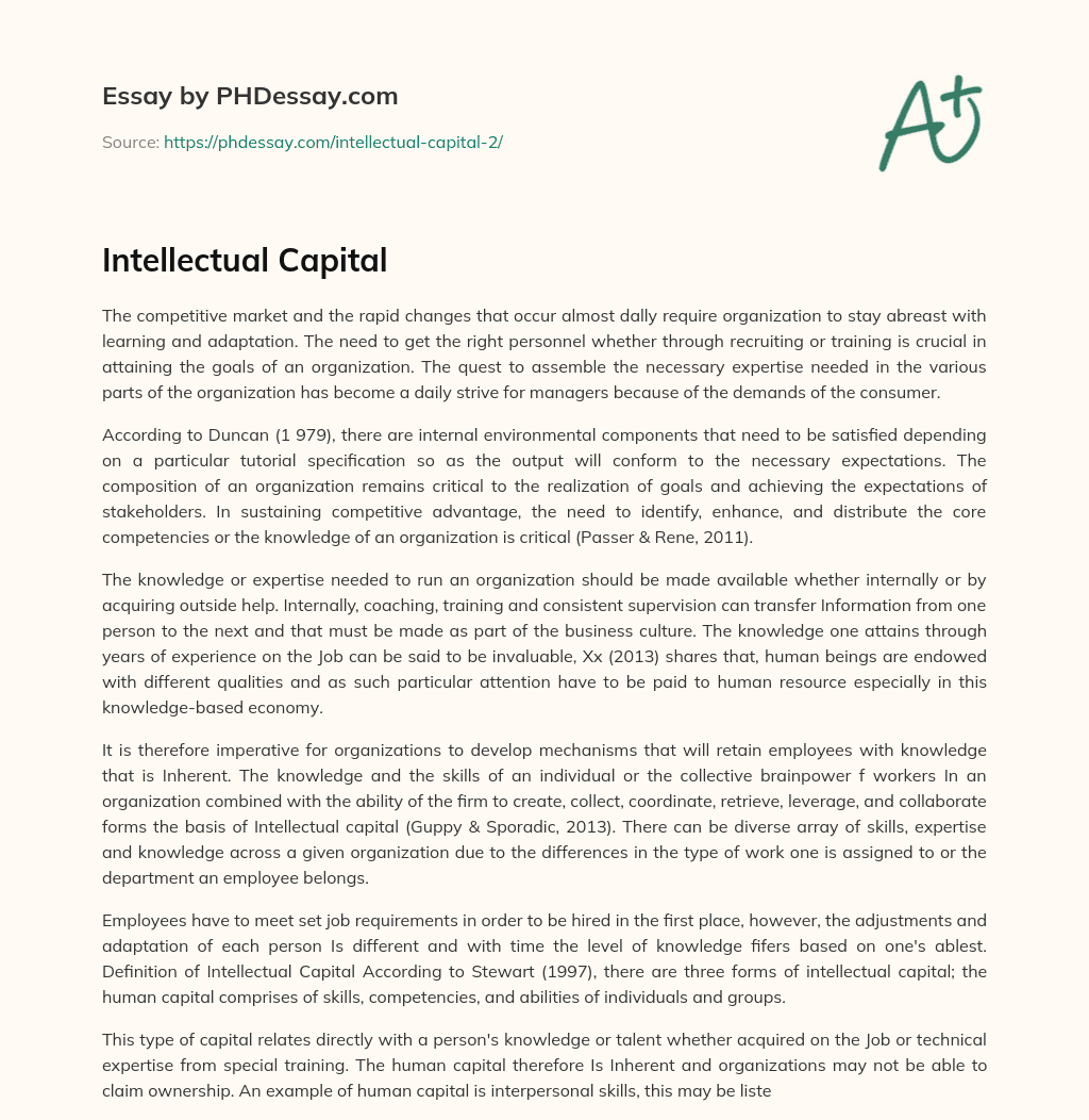Intellectual Capital - PHDessay.com