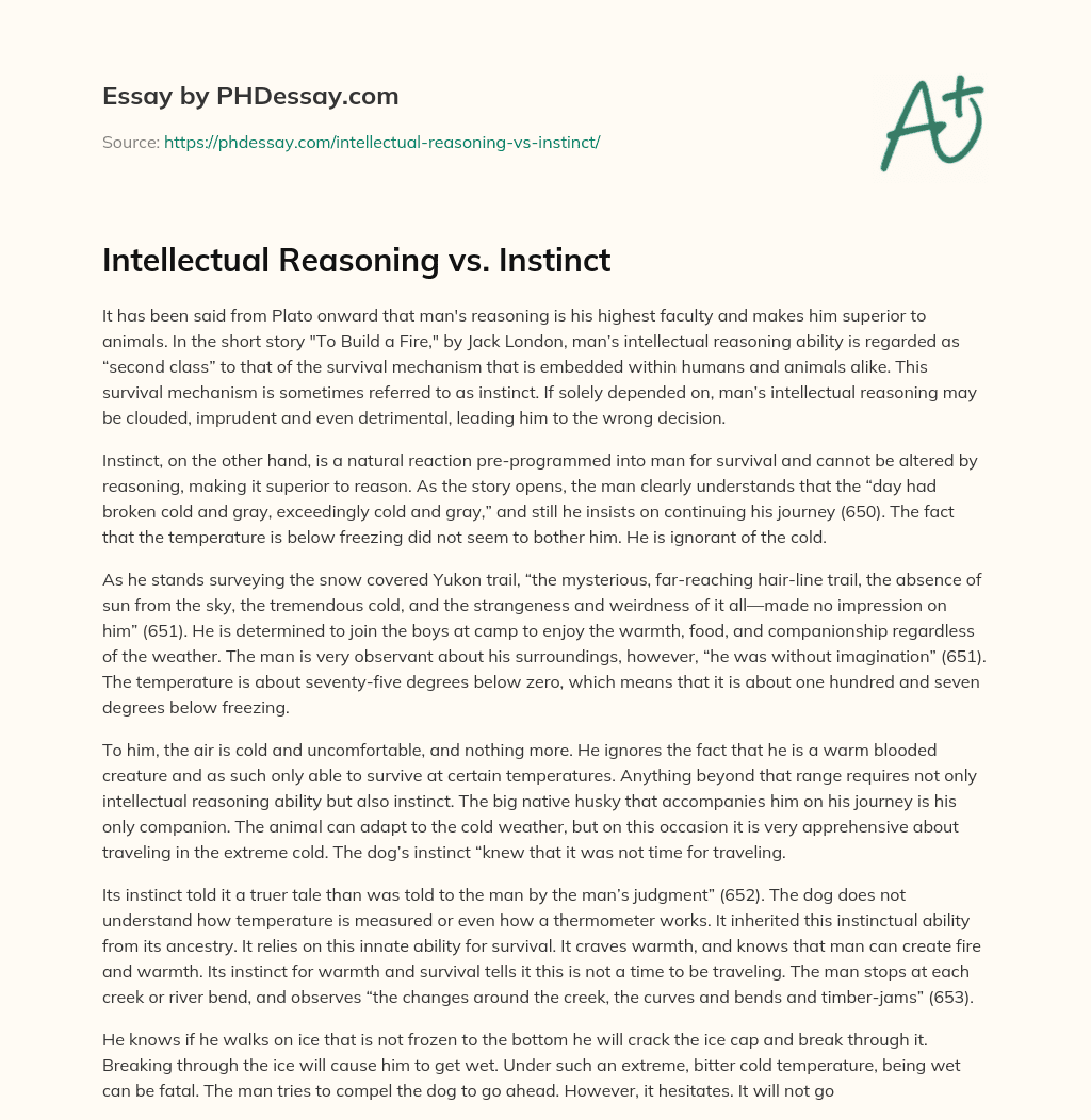 Intellectual Reasoning vs. Instinct - PHDessay.com