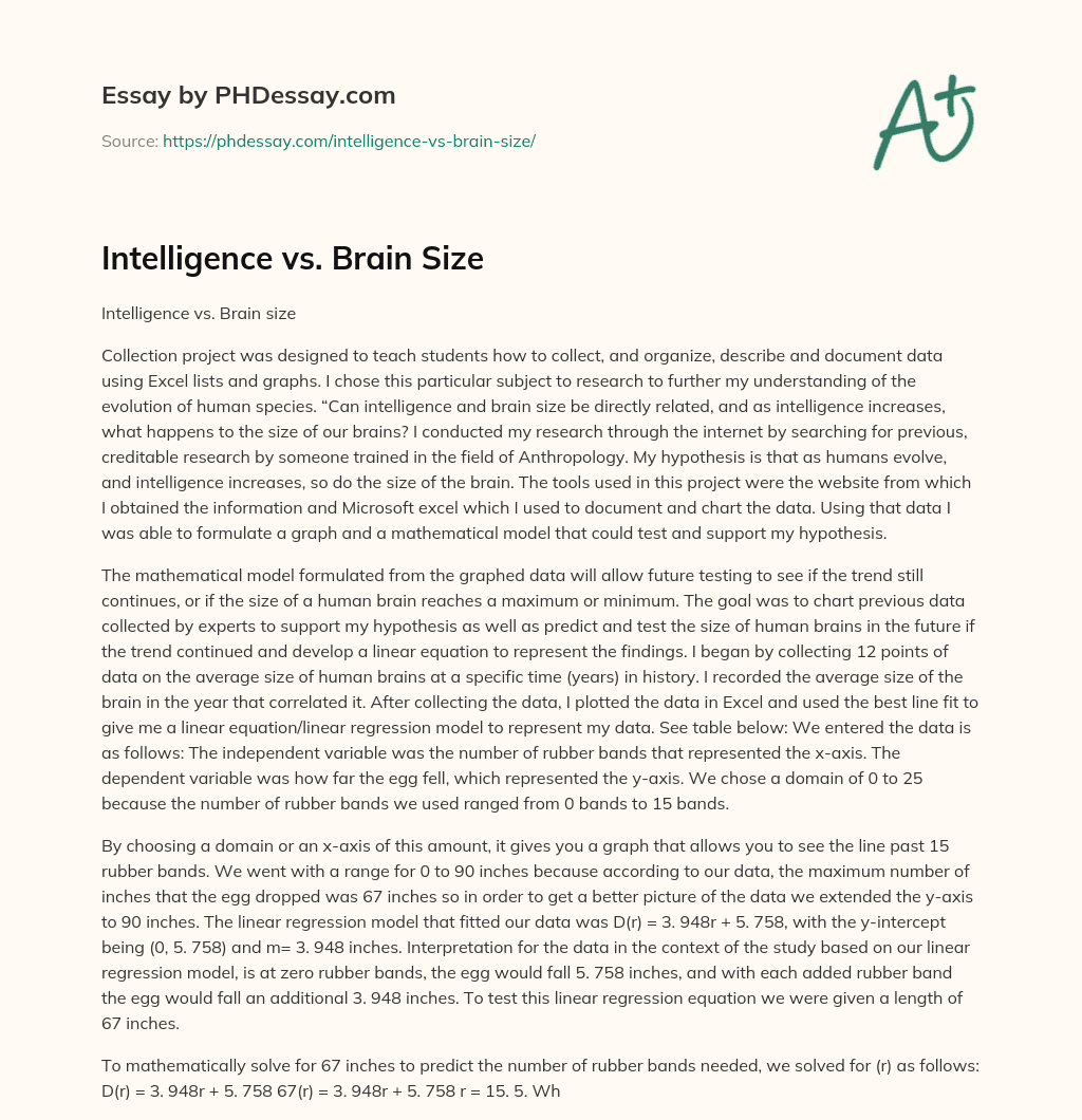 Intelligence vs. Brain Size - PHDessay.com