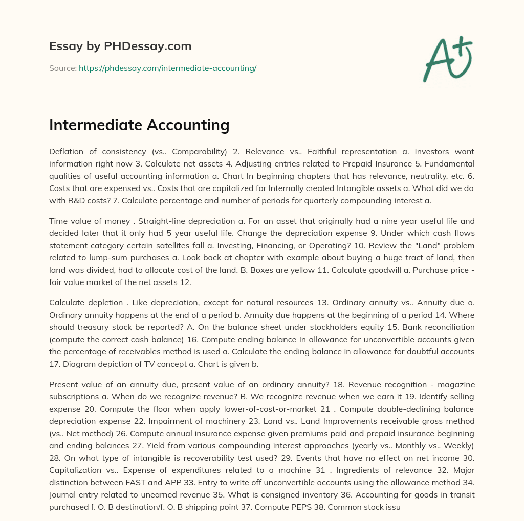 Intermediate Accounting (500 Words) - PHDessay.com