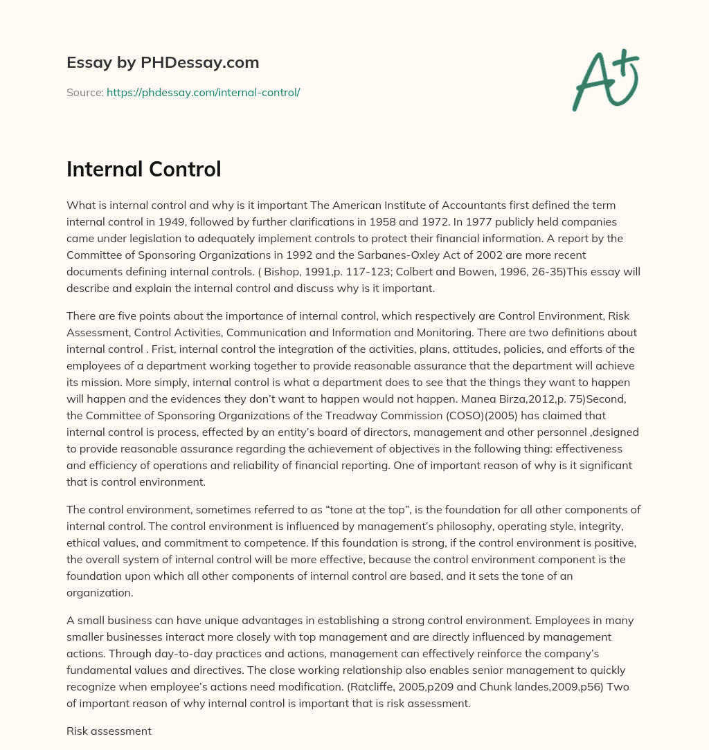 Internal Control - PHDessay.com