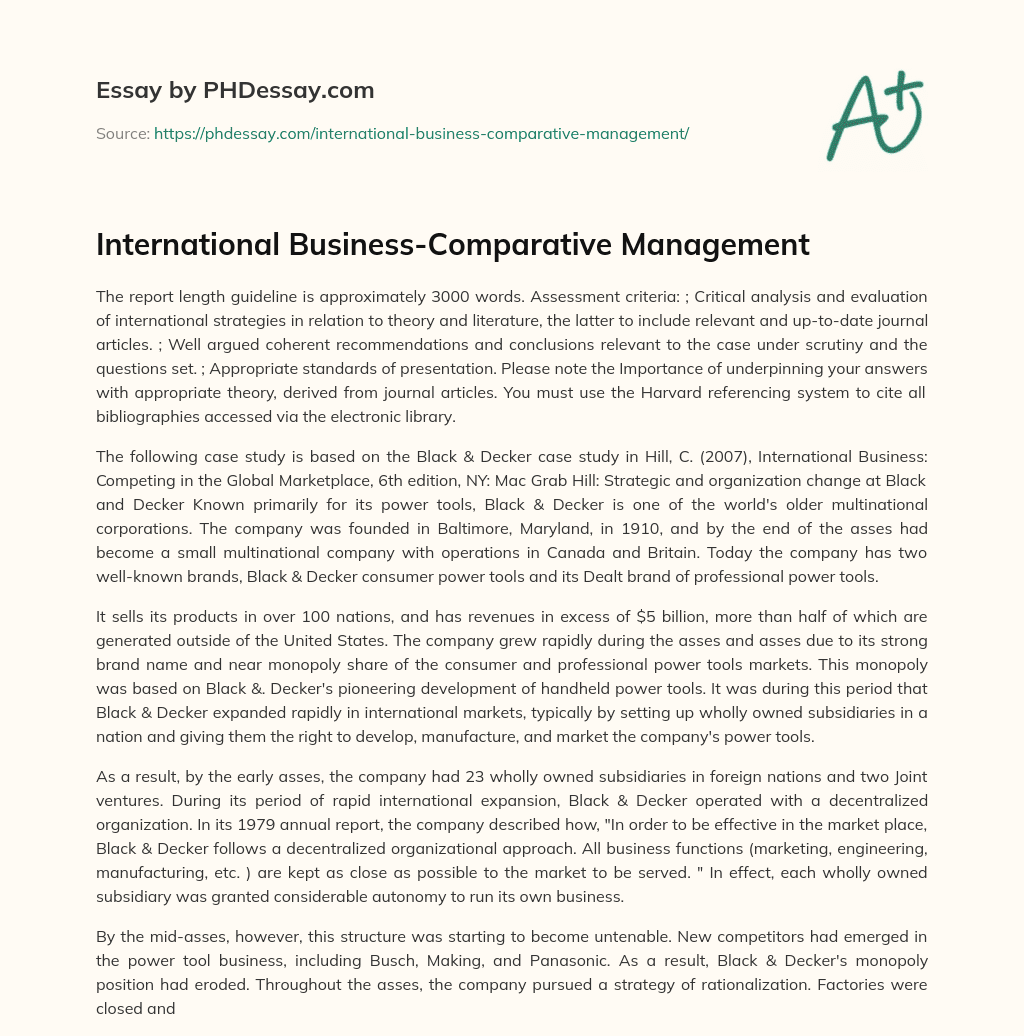 International Business-Comparative Management - PHDessay.com
