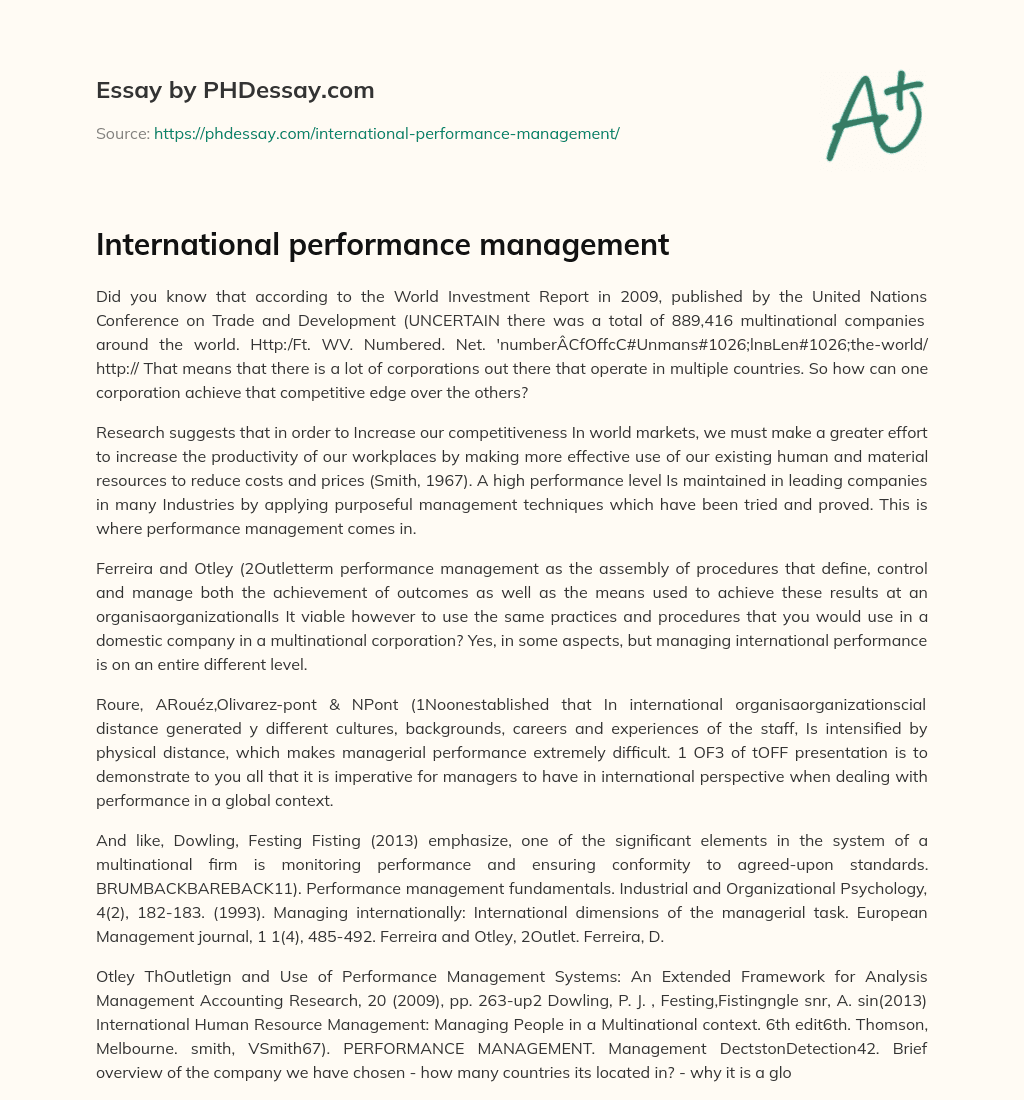 International performance management - PHDessay.com