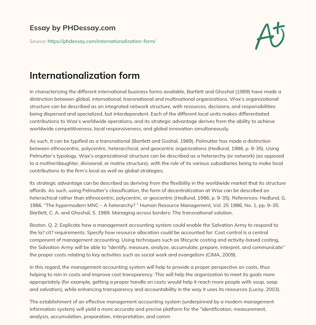 Internationalization form - PHDessay.com