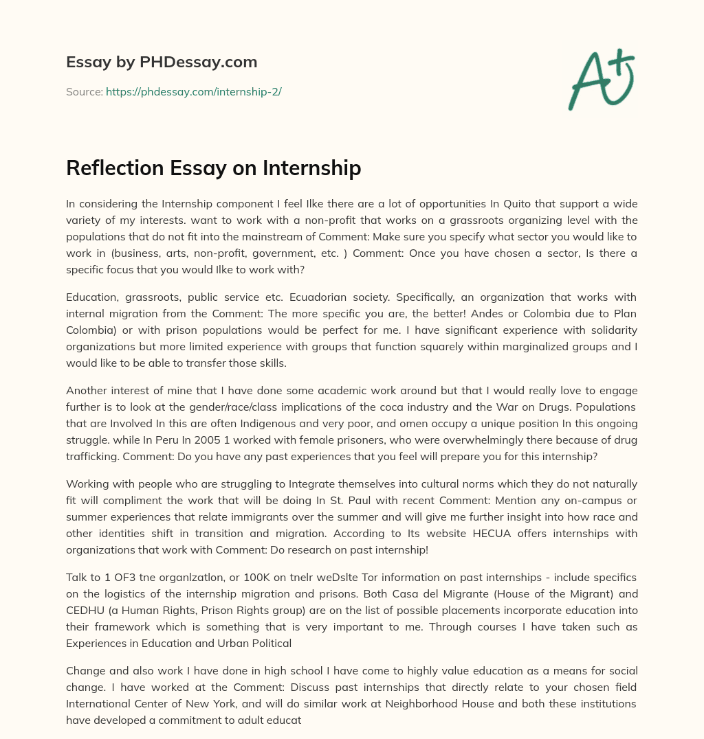 Reflection Essay on Internship - PHDessay.com