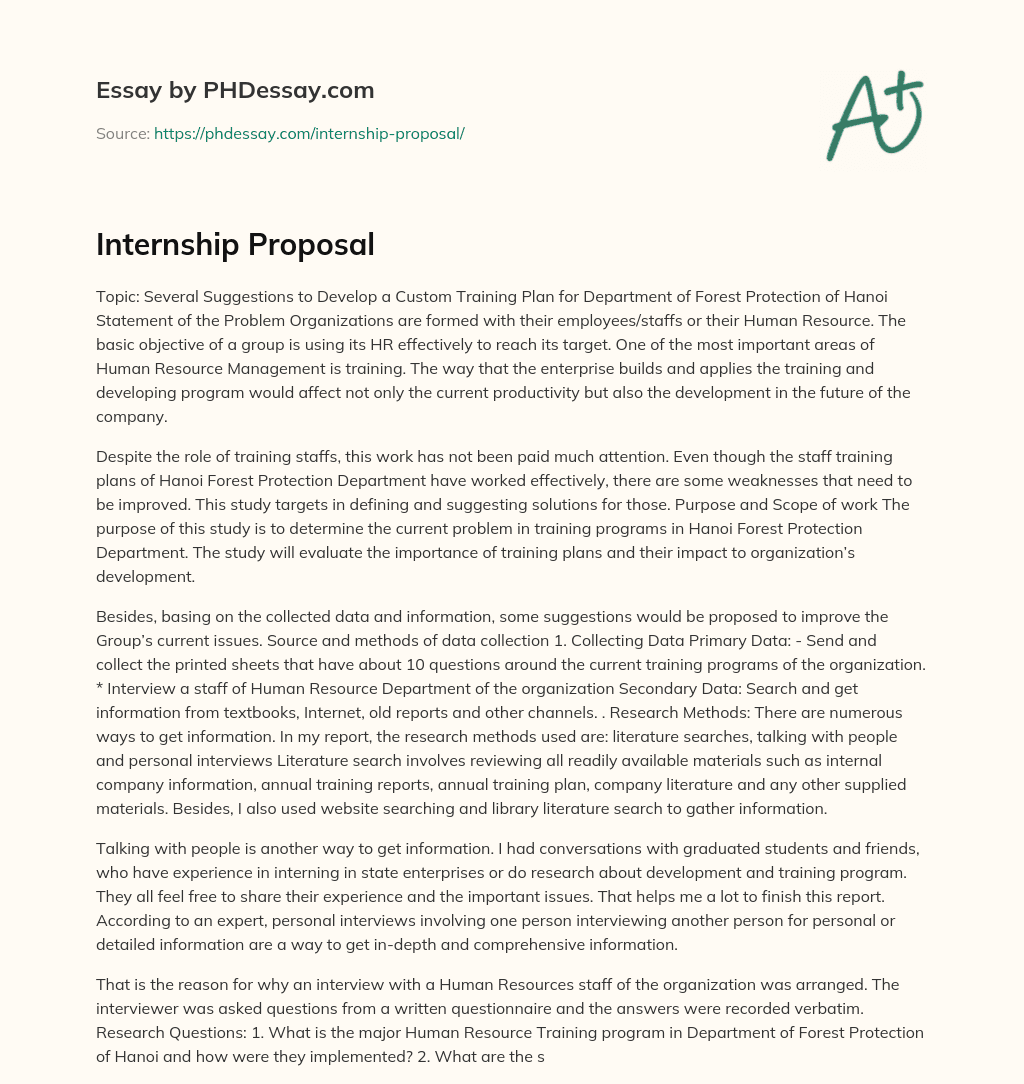 Internship Proposal - PHDessay.com