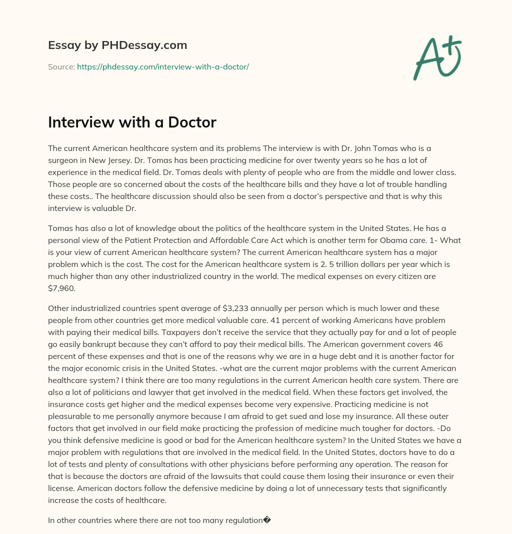 Interview with a Doctor - PHDessay.com