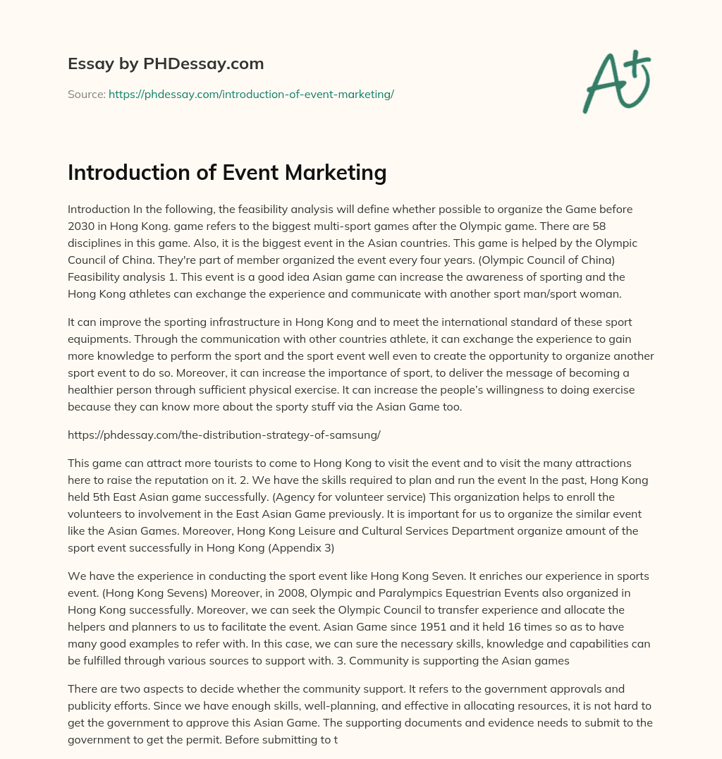 Introduction of Event Marketing - PHDessay.com