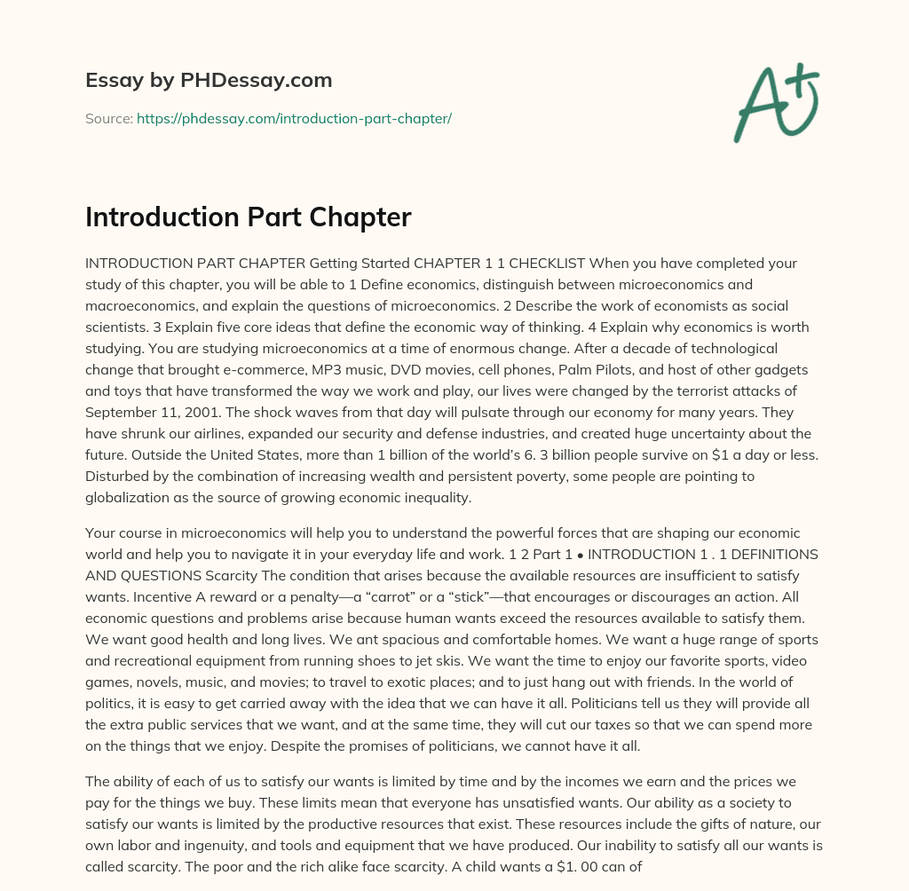 Introduction Part Chapter - PHDessay.com