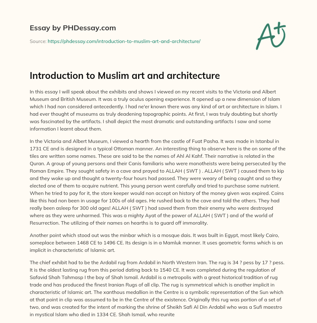 Introduction to Muslim art and architecture - PHDessay.com