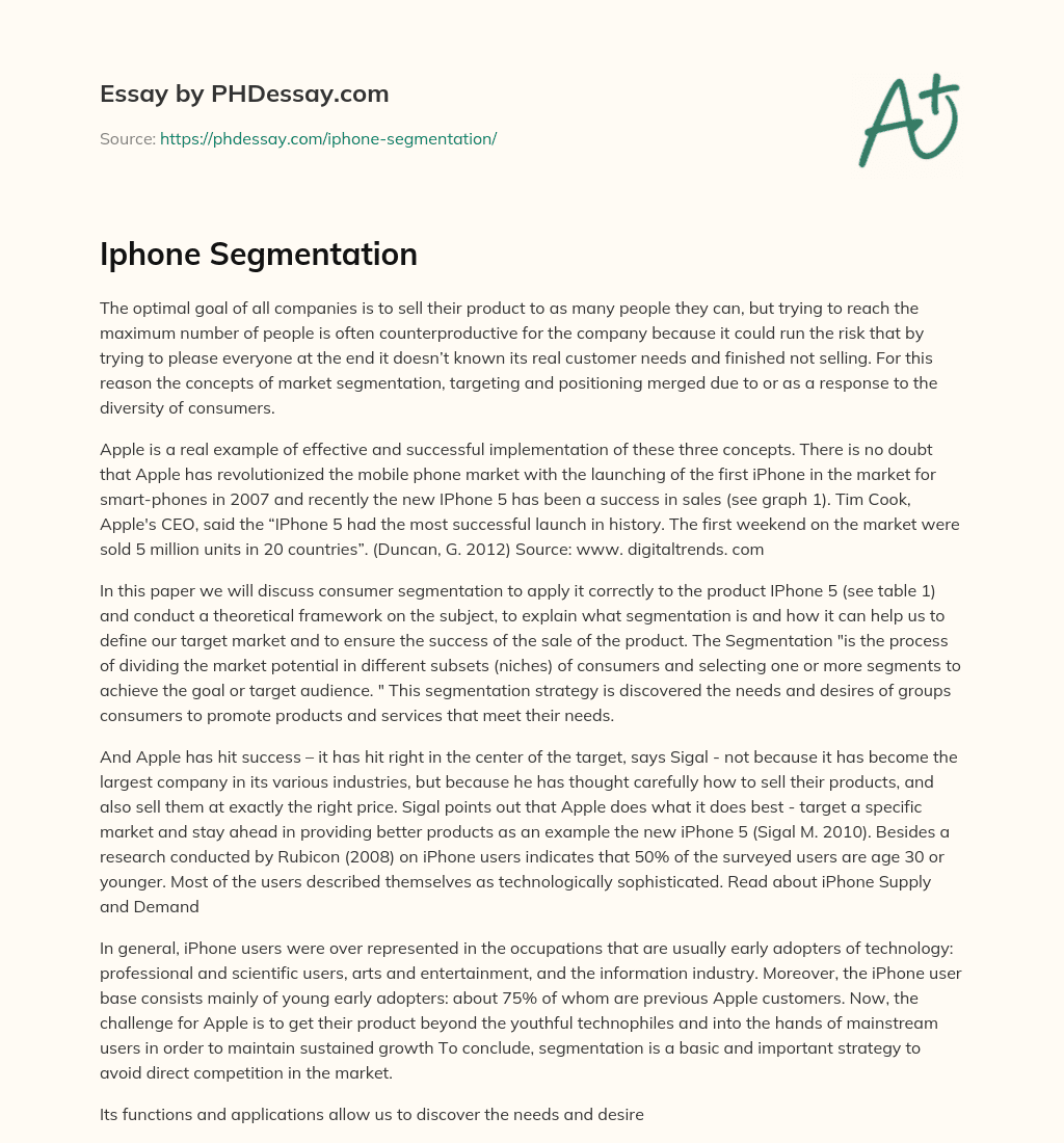 Iphone Segmentation - PHDessay.com