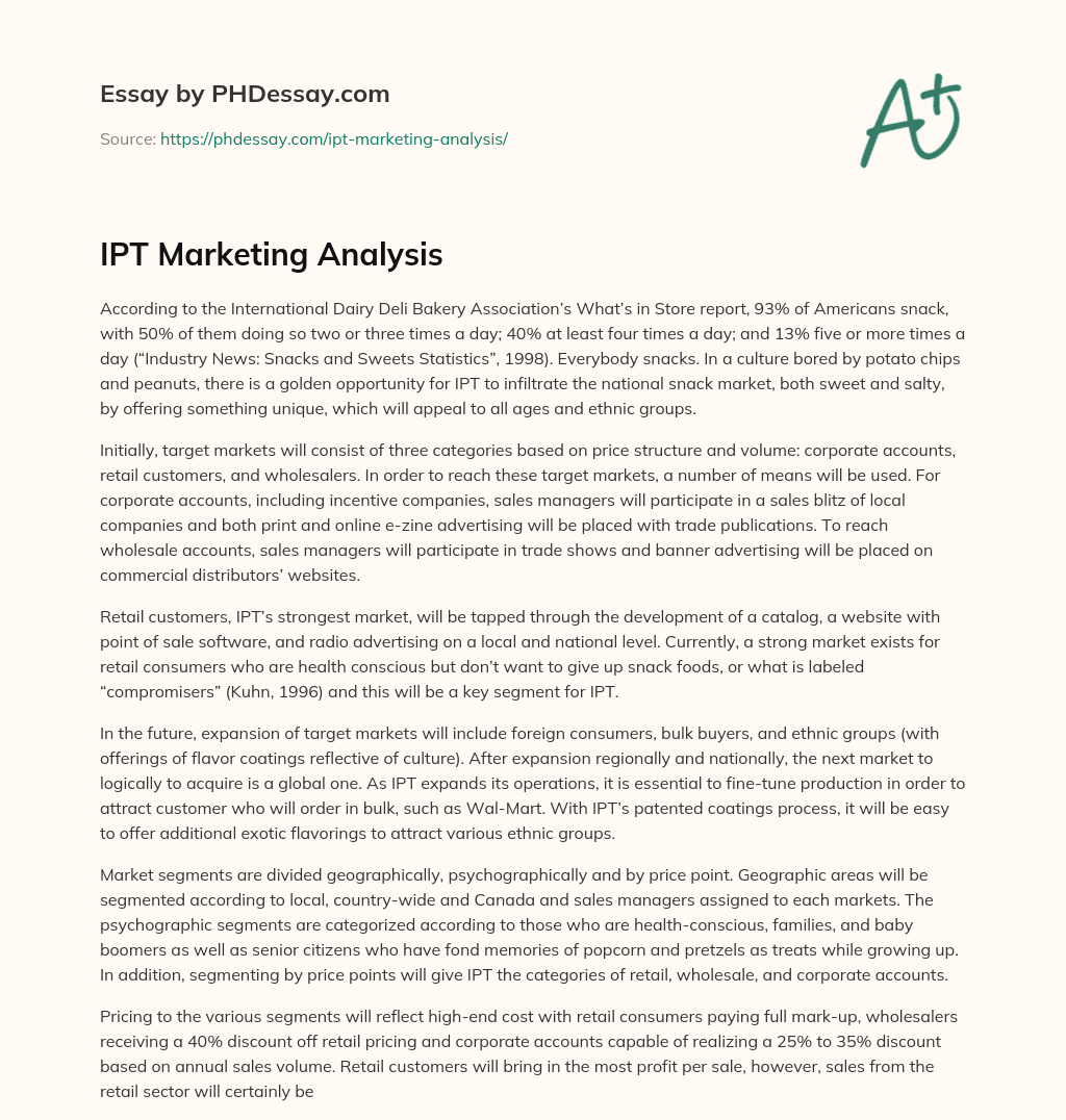 IPT Marketing Analysis - PHDessay.com