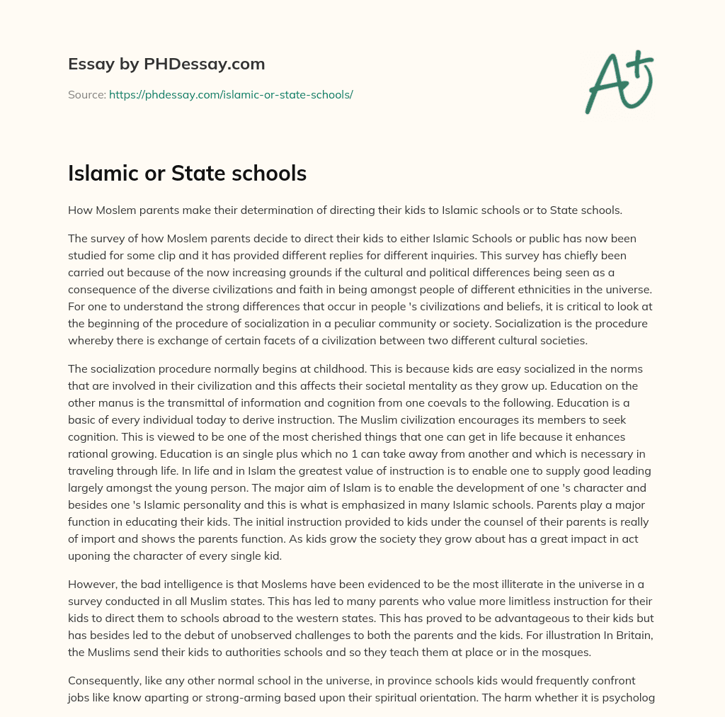 Islamic or State schools - PHDessay.com