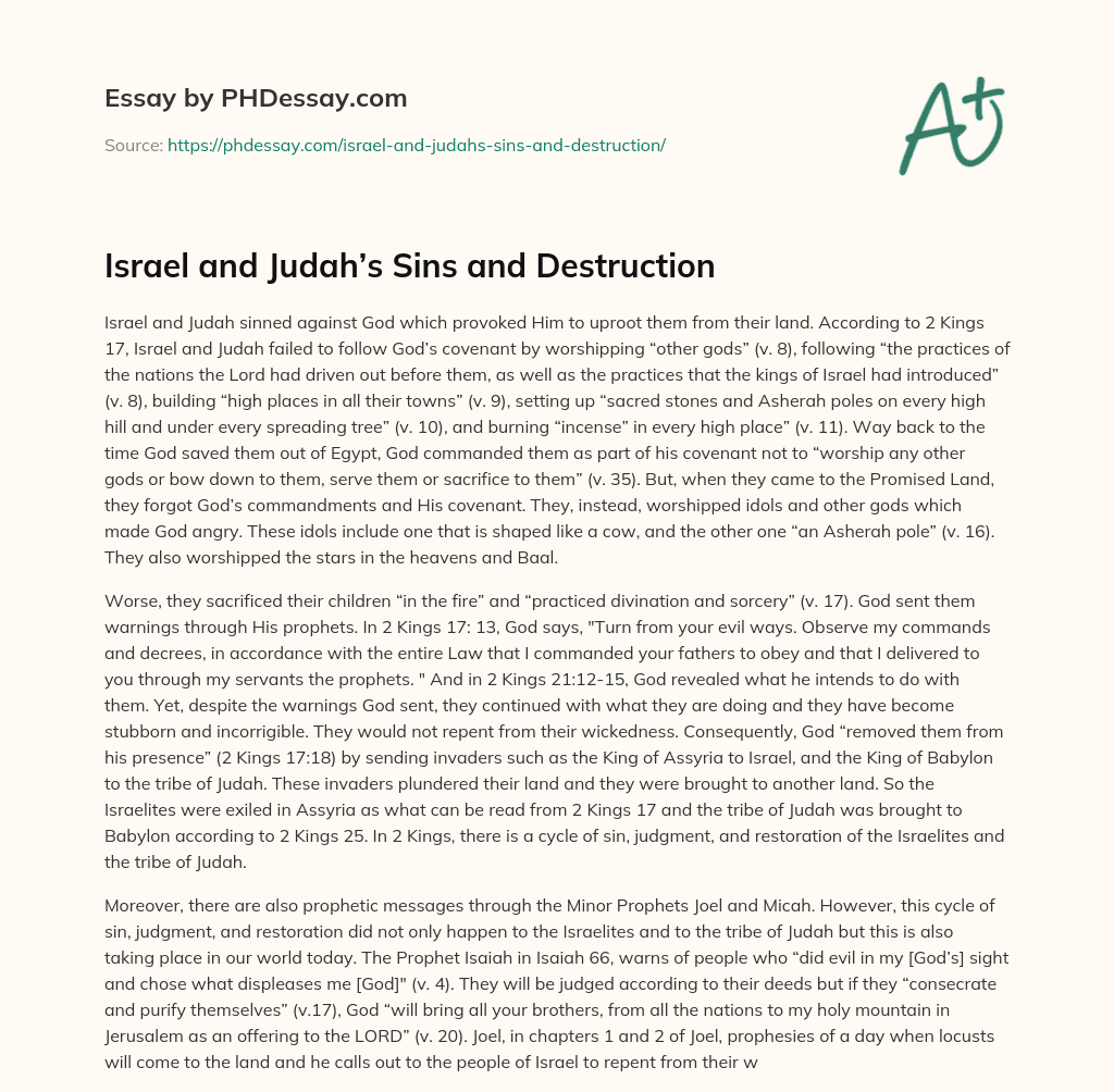 Israel and Judah’s Sins and Destruction - PHDessay.com