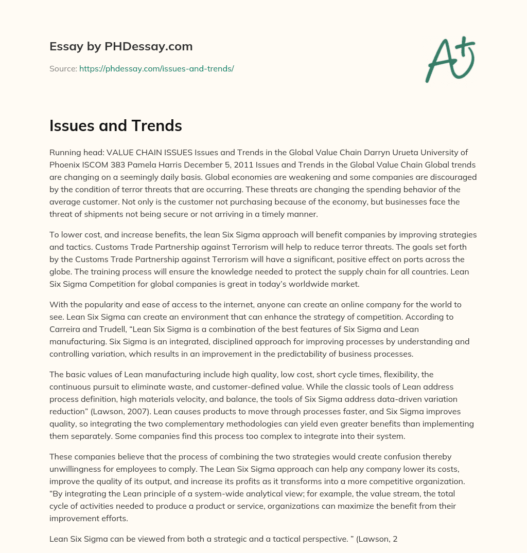 Issues and Trends - PHDessay.com