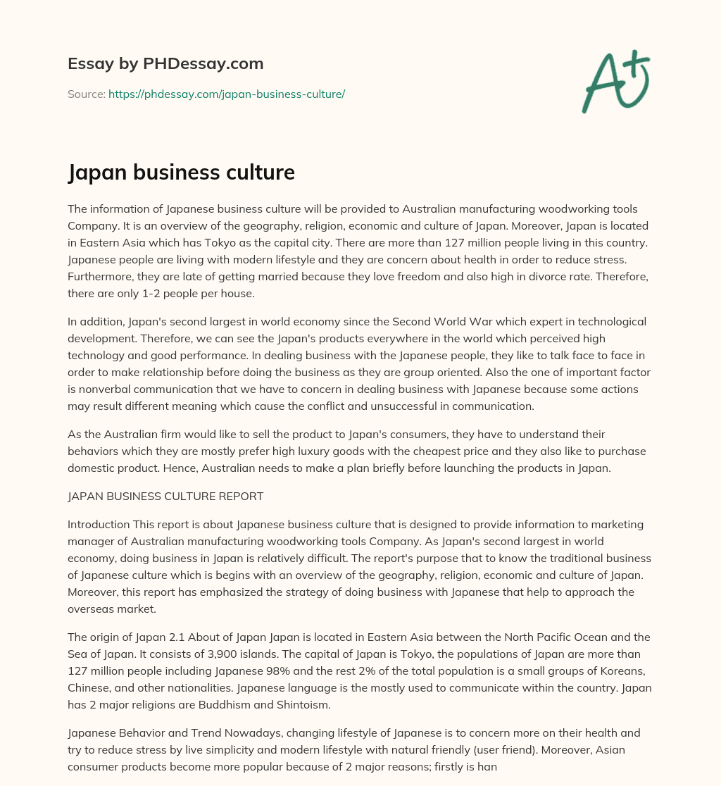 Japan business culture - PHDessay.com