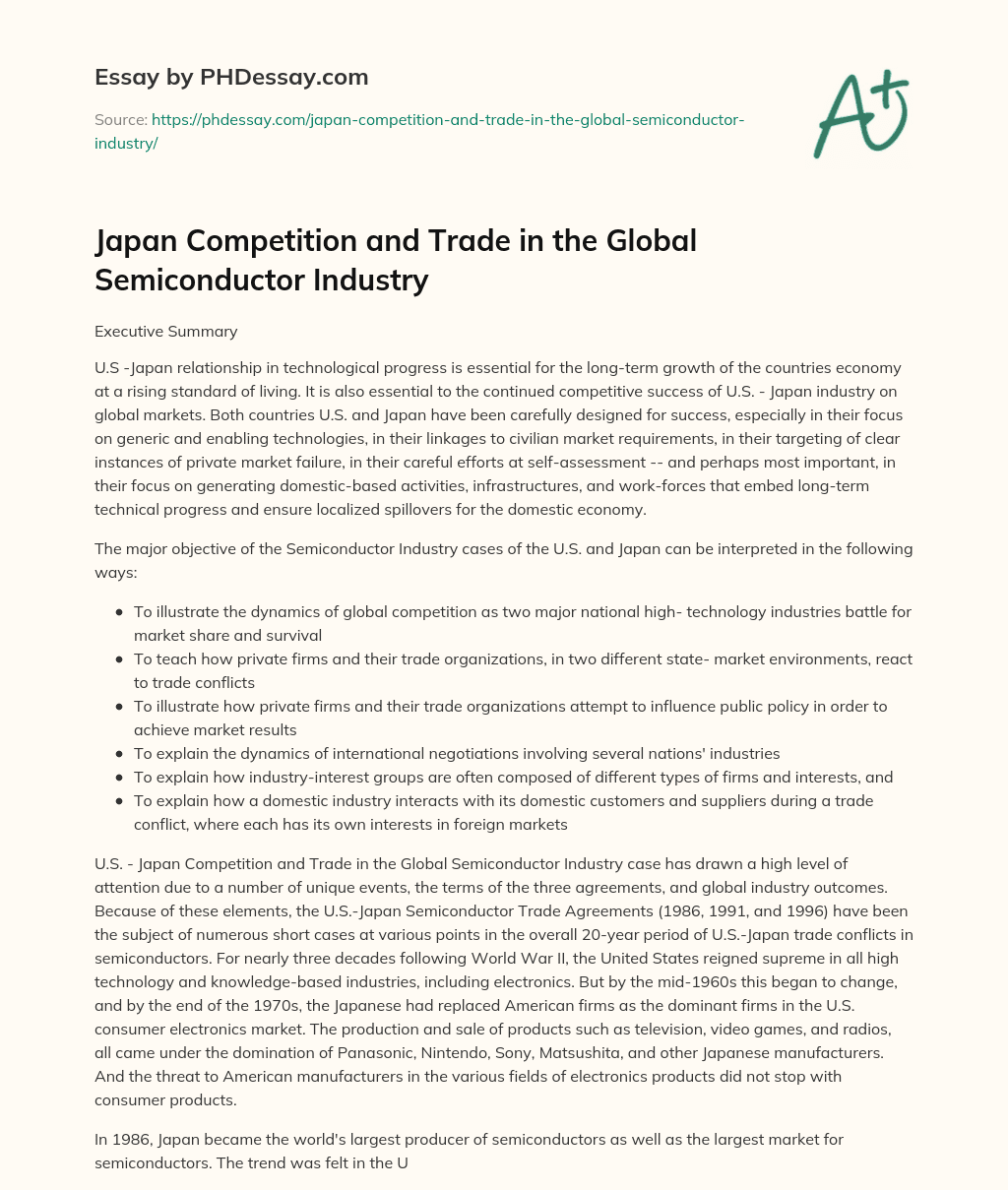 Japan Competition and Trade in the Global Semiconductor Industry ...