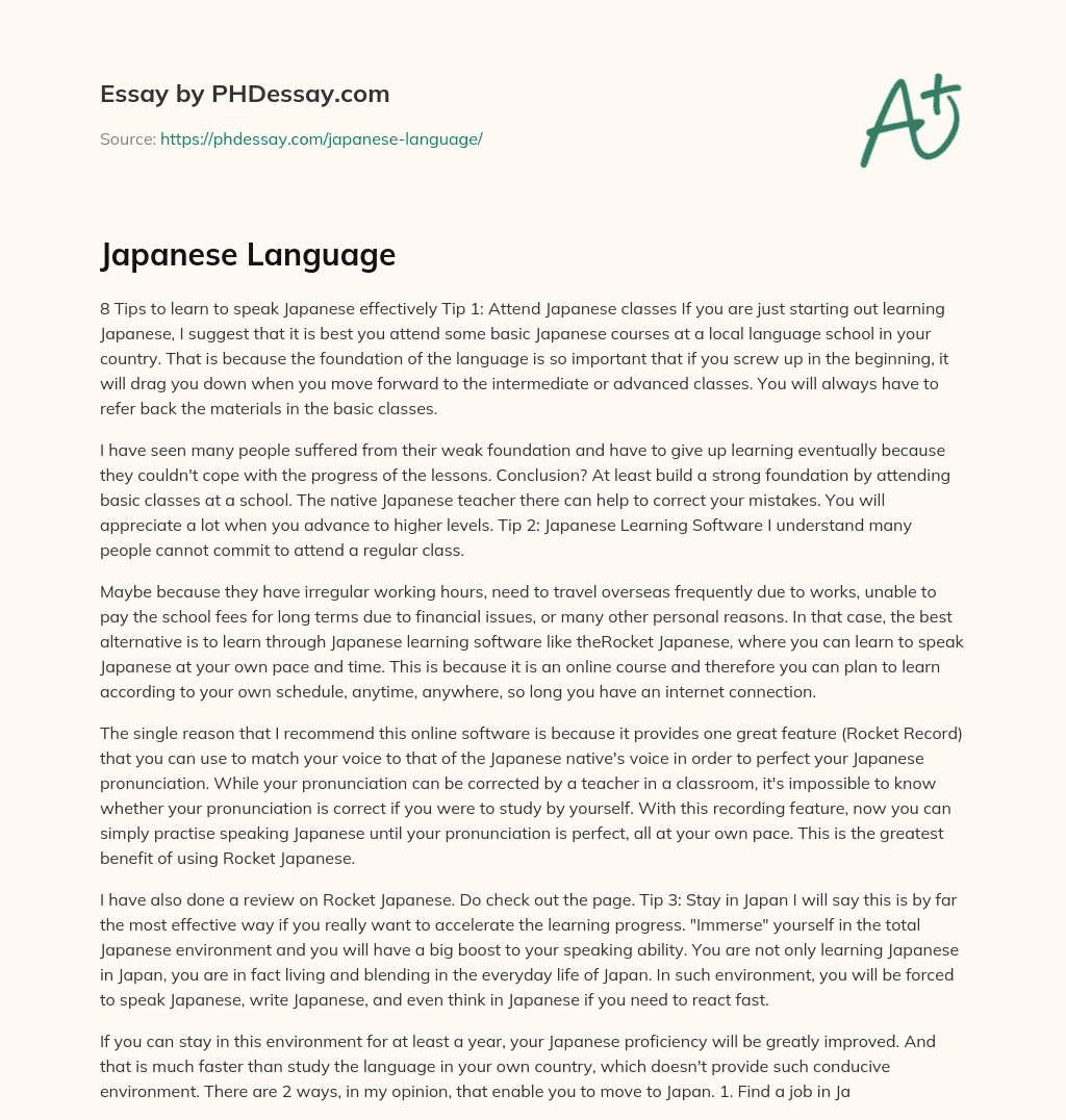 Japanese Language - PHDessay.com