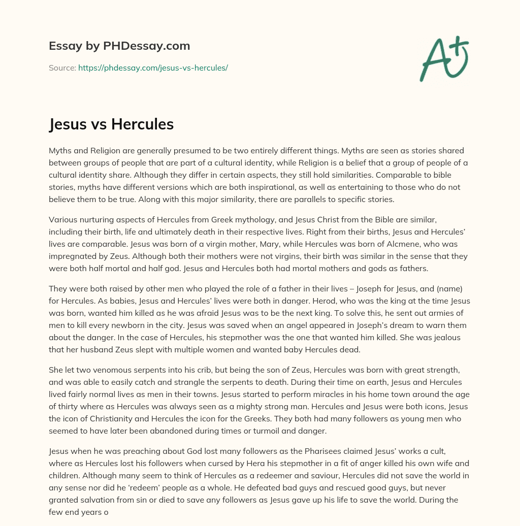 Jesus vs Hercules - PHDessay.com