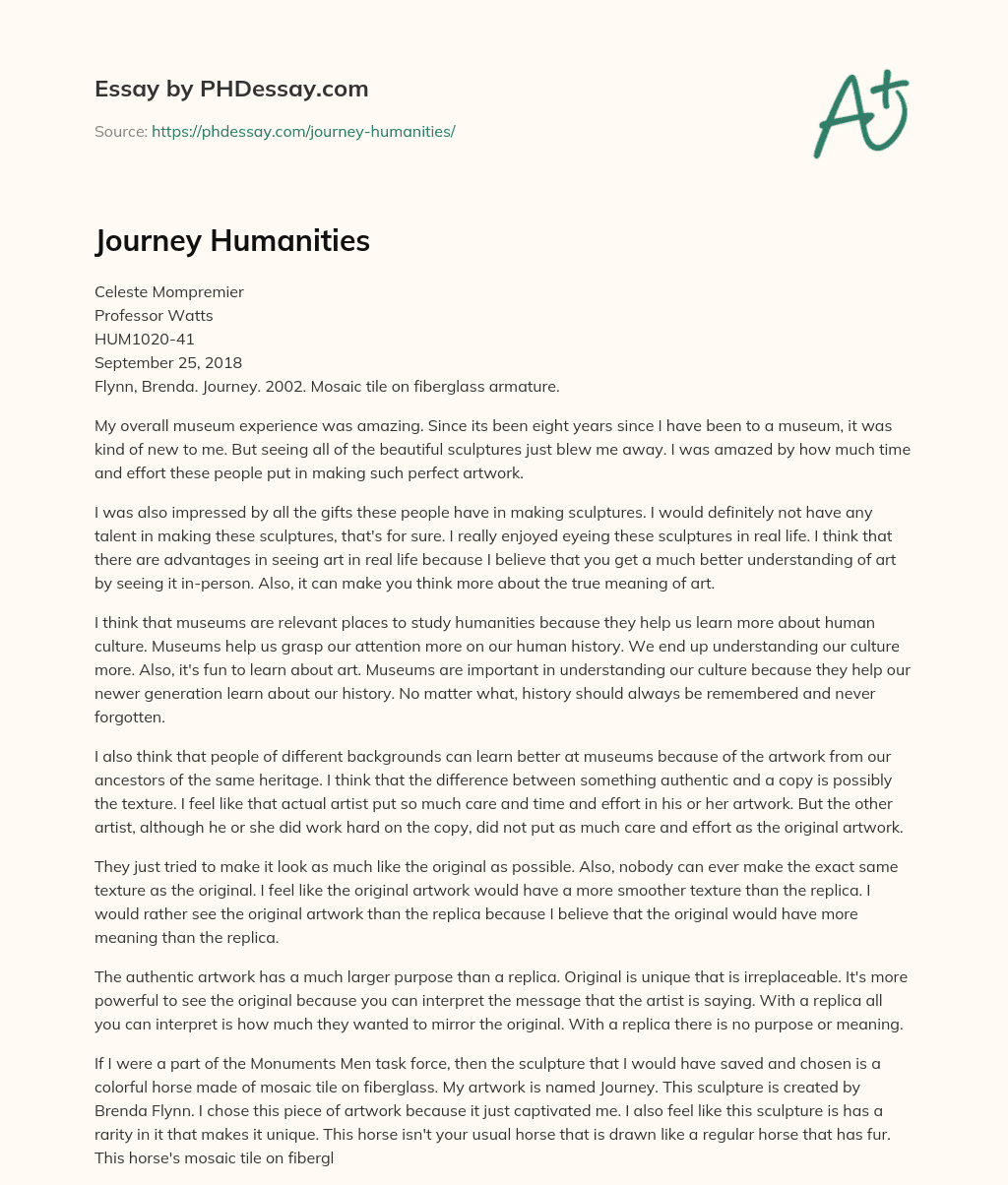 Journey Humanities - PHDessay.com