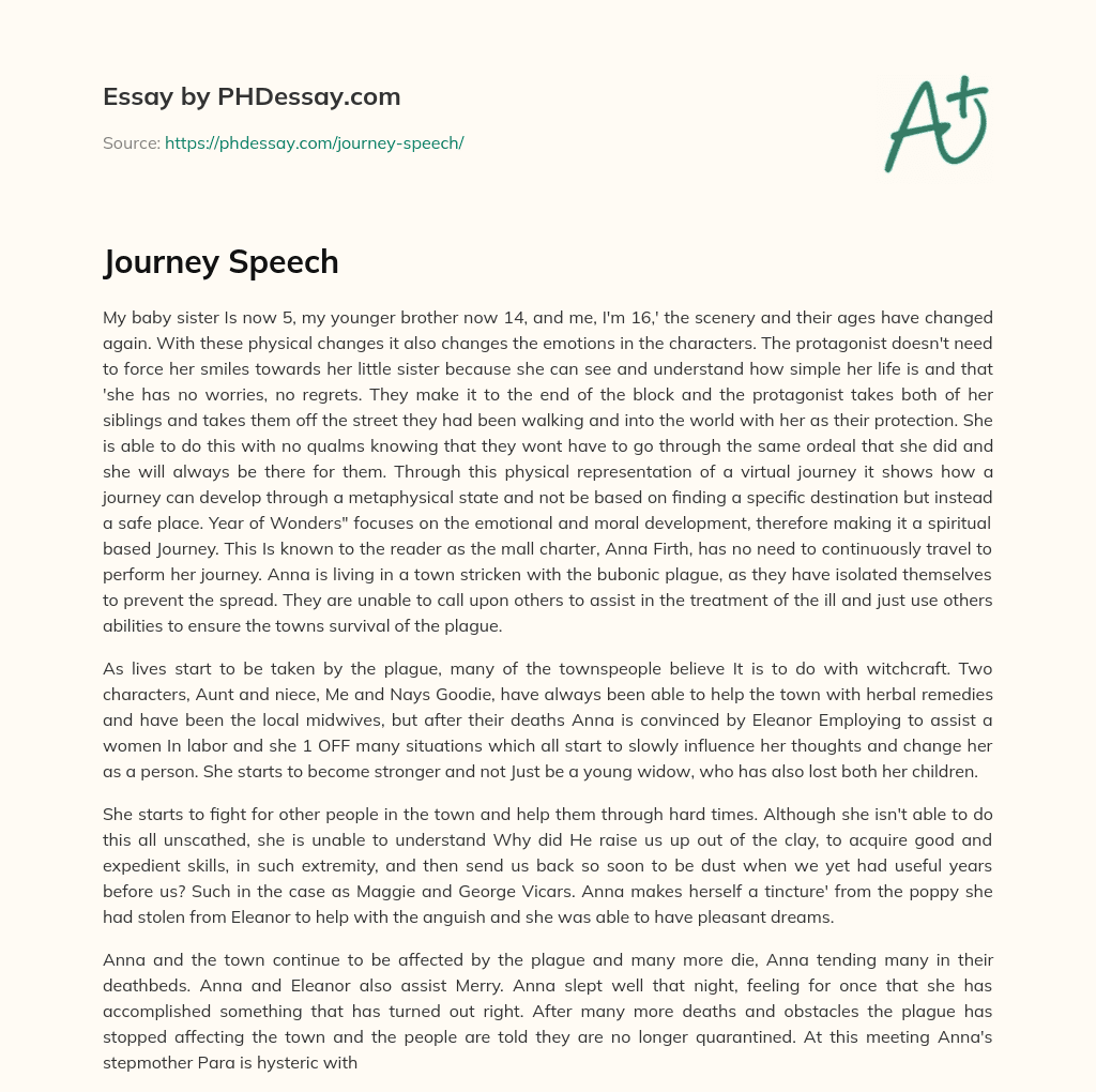 Journey Speech - PHDessay.com