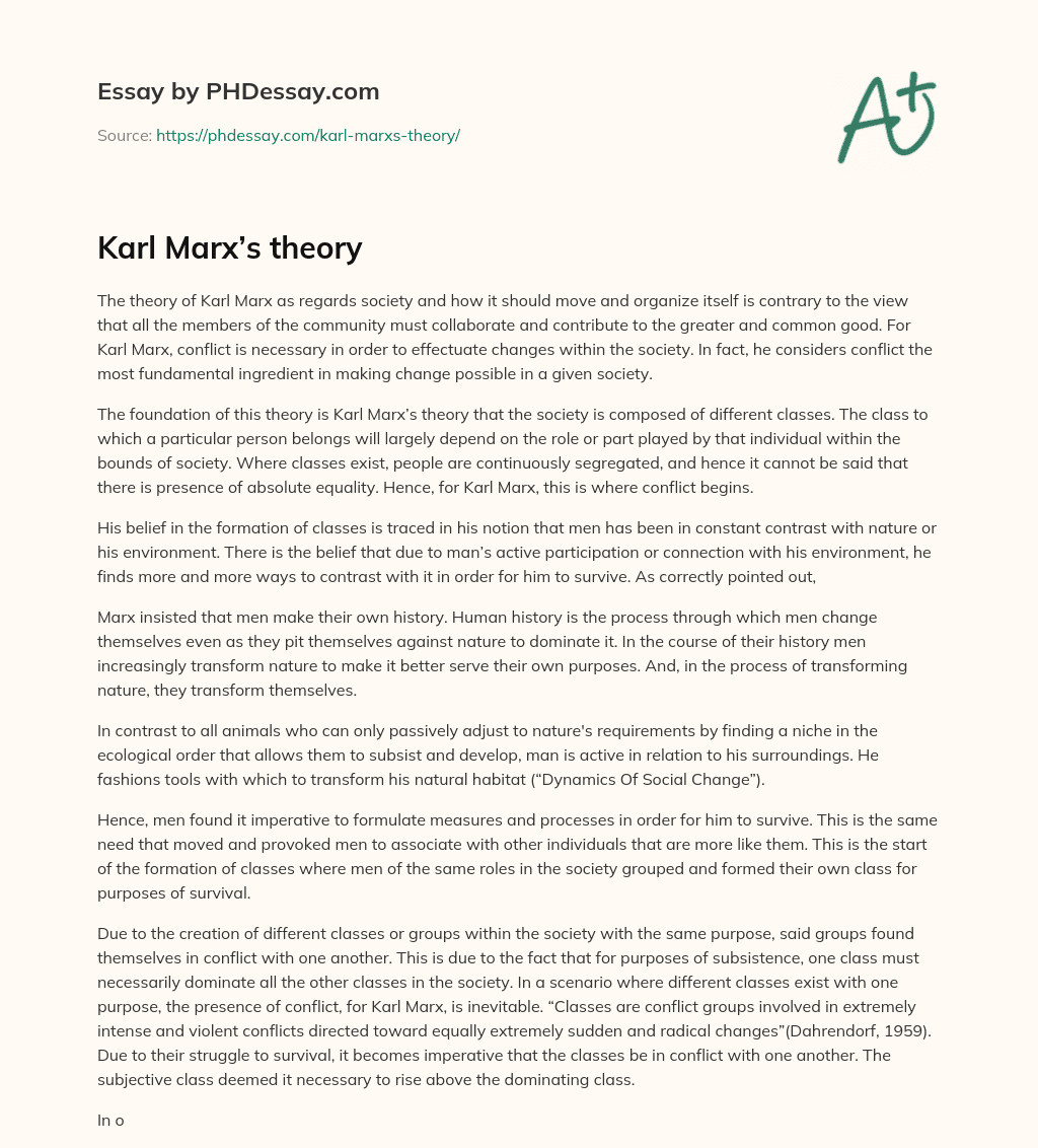 Karl Marx’s theory - PHDessay.com