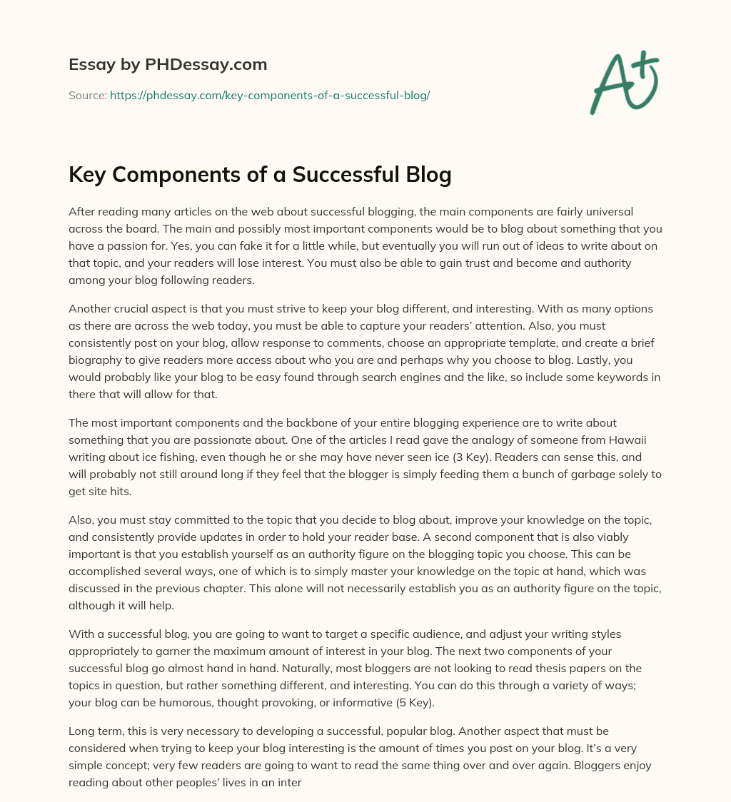 Key Components of a Successful Blog - PHDessay.com
