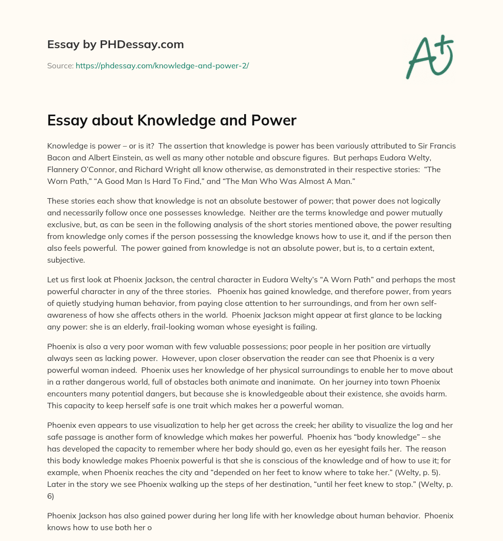 Essay about Knowledge and Power - PHDessay.com