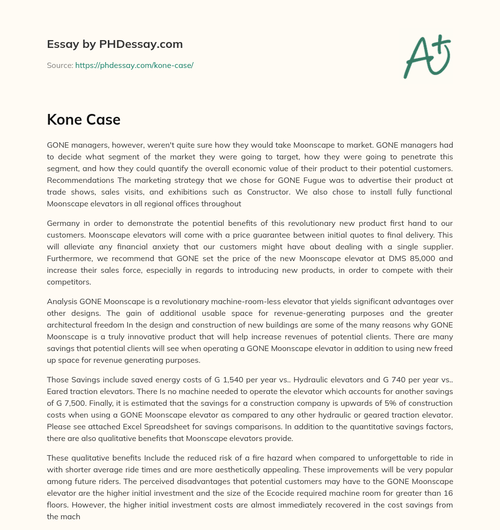Kone Case - PHDessay.com