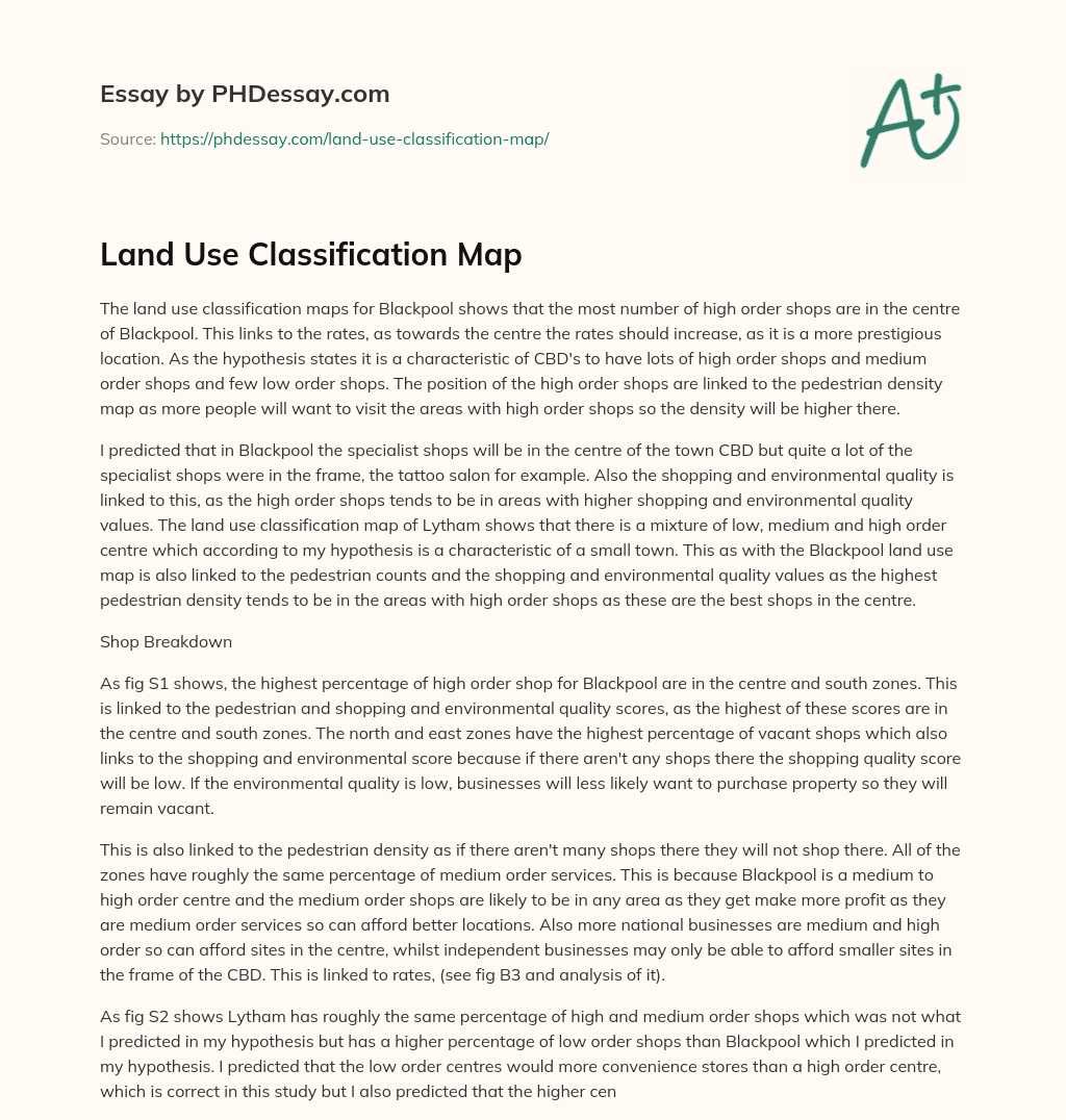 Land Use Classification Map - PHDessay.com