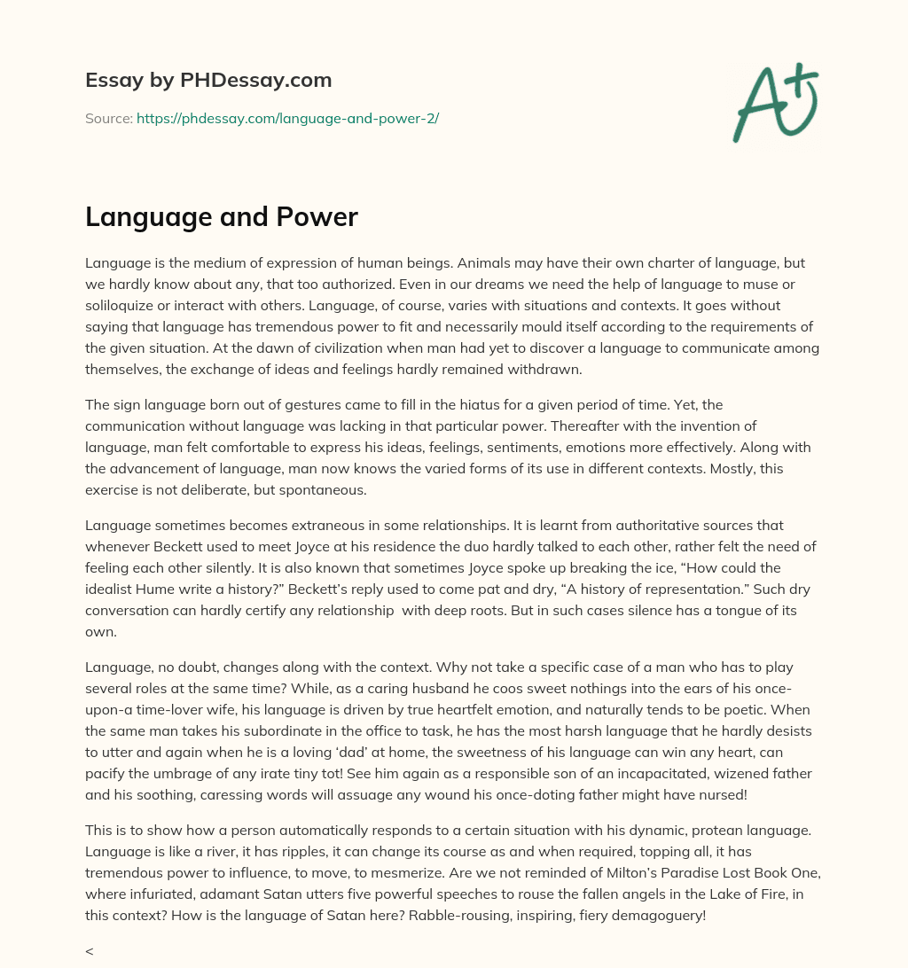 Language and Power - PHDessay.com