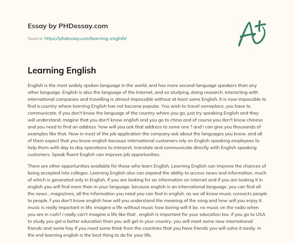 Learning English - PHDessay.com