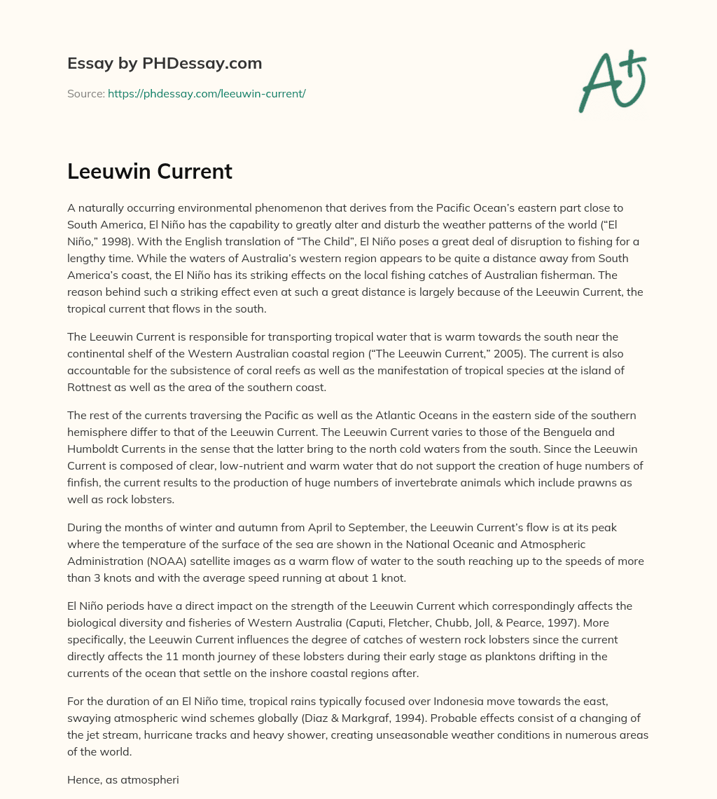 Leeuwin Current - PHDessay.com