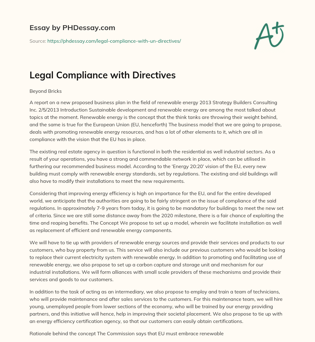 Legal Compliance with Directives - PHDessay.com